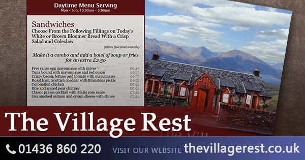 Daytime Menu - The Village Rest, Luss